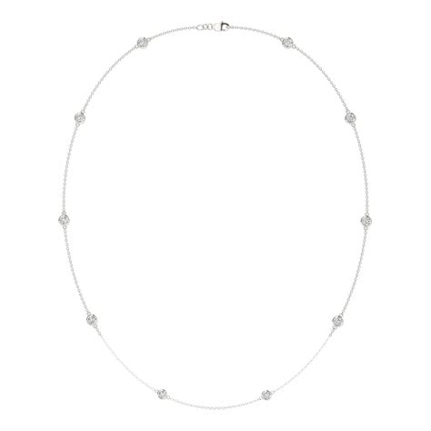 096 Ctw Dew Round Moissanite Ten Stone Station Necklace In Sterling S