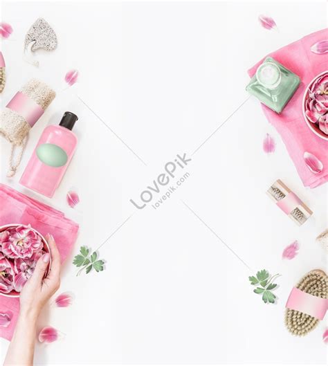 다양한 친환경 화장품 및 스킨케어 제품이 있는 뷰티 배경 사진 사진 무료 다운로드 Lovepik