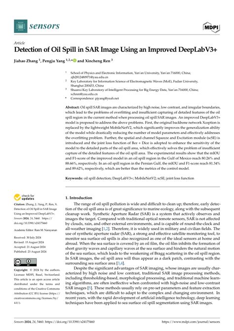 Pdf Detection Of Oil Spill In Sar Image Using An Improved Deeplabv3