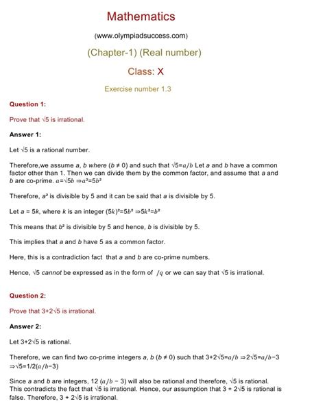 Mathematics Form 3 Chapter 1 Exercise With Answers Ncert Solutions