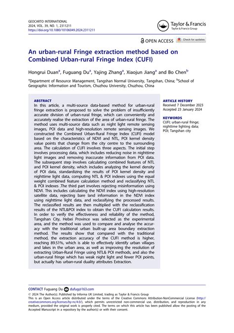 pdf an urban rural fringe extraction method based on combined urban