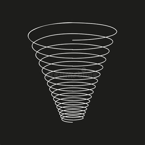 White Swirl Icon Black Background Pattern Curved Line Element Vector Grid Design Stock