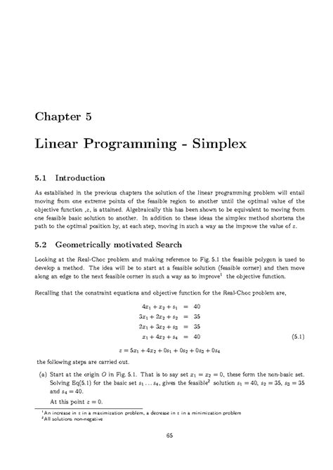2008 2009 Course Notes Chapter 5 Chapter 5 Linear Programming Simplex 5 Introduction As