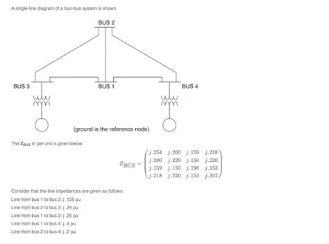 solved a single line diagram of a four bus system is shown