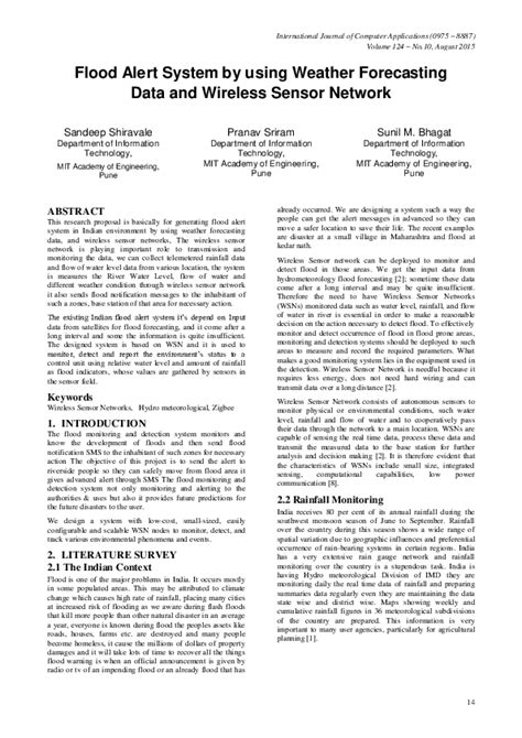 pdf flood alert system by using weather forecasting data and wireless