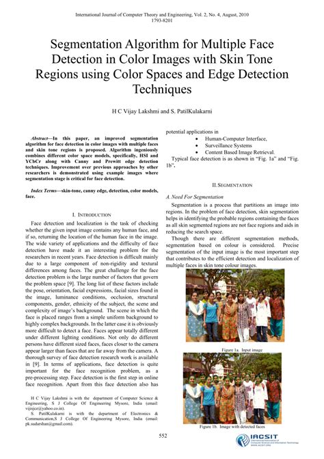 Pdf Segmentation Algorithm For Multiple Face Detection In Color