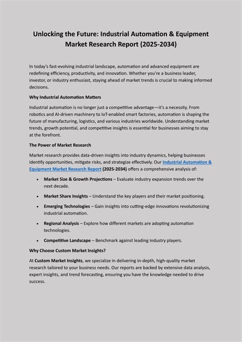 Ppt Unlocking The Future Industrial Automation And Equipment Market Research Report 2025 2034