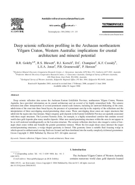 Pdf Deep Seismic Reflection Profiling In The Archaean Northeastern