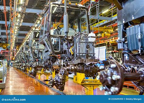 Industry And Manufacturing Concepts Modern Tractors Machinery Assembly
