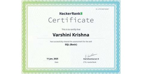 hackerrank skill certificate varshini krishna