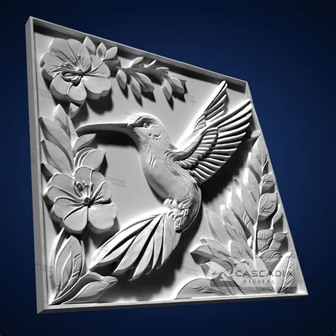 Hummingbird Flowers 3d Stl File For Cnc Router 3d Print Casting Wood