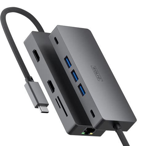 Rolio Usb C Hub Dual Hdmi 3x Usb 3 0 2x Usb C Sd Tf Kaarten