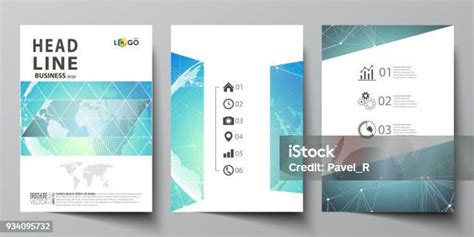 3 A 4 형식의 현대 편집 레이아웃의 벡터 일러스트 레이 션 브로셔 잡지 전단지 책자에 대 한 디자인 서식 파일을 다루고 있습니다 화학 분자 구조 형상 설계 배경 가리기에