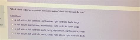 Solved Which Of The Following Represents The Correct Path Of