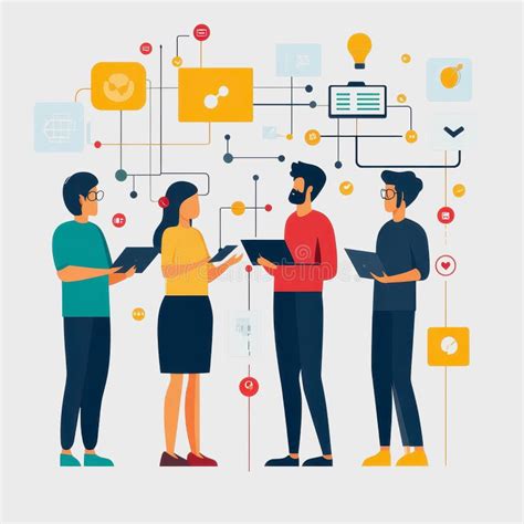 Group Of Diverse Professionals Interacting With Digital Devices And Data Visualizations In A