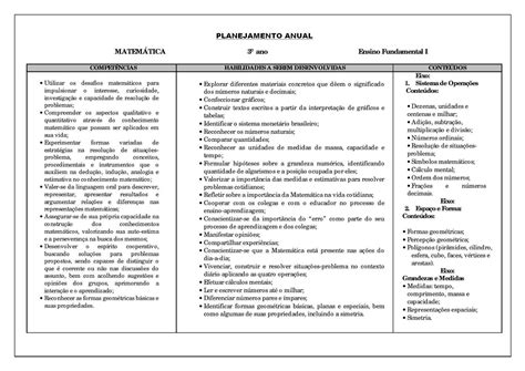 Plano De Aula 3 Ano Matematica Nazaedu