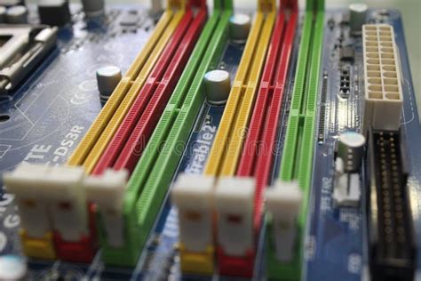 Computer Mainboard Memory Socket Stock Image Image Of Memory Chip