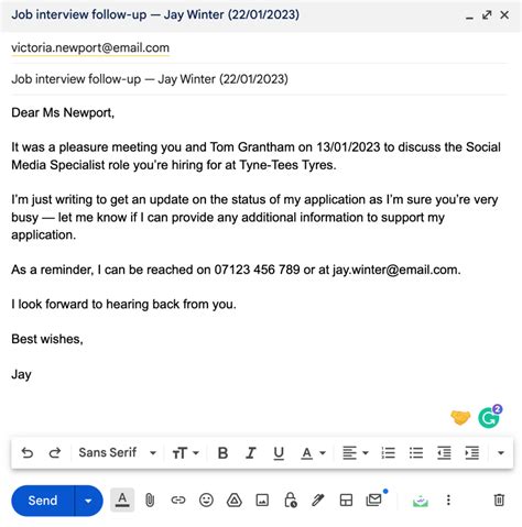 Follow Up Email After Interview Sample After No Response