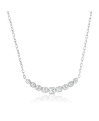 Simona Sterling Silver Graduating Square CZ Curved Bar Necklace Macy S