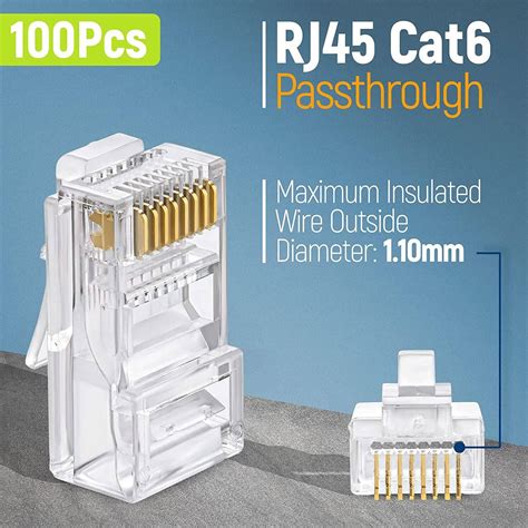 Zonixplay Rj45 Pass Through Connectors 100 Pack Cat6 Rj45 Connectors
