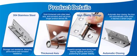 Mromax 10pcs Self Closing Spring Hinge 1 Inch Spring Loaded Hinges 304