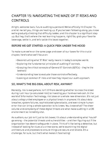 Auditing In Cis Environment Chapter 15 It Risks And Controls Review