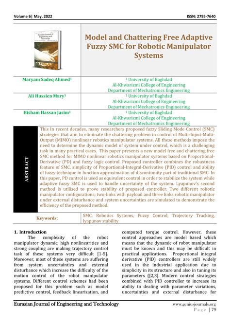 Pdf Model And Chattering Free Adaptive Fuzzy Smc For Robotic