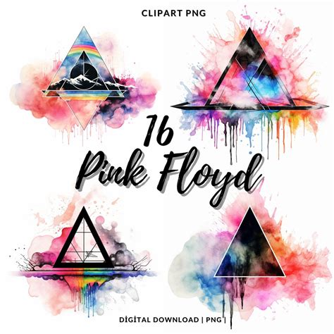 16 Pink Floyd Triangle Watercolor Clipart Png Triangle Rainbow