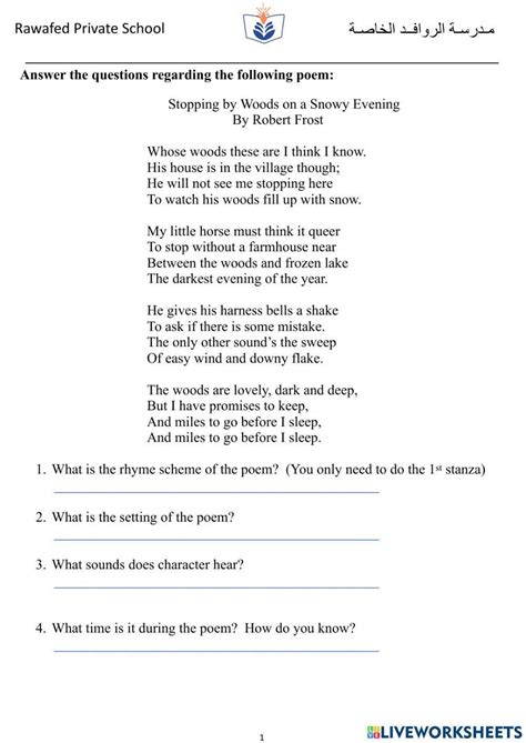 Poetry Worksheet Worksheet Worksheets Library
