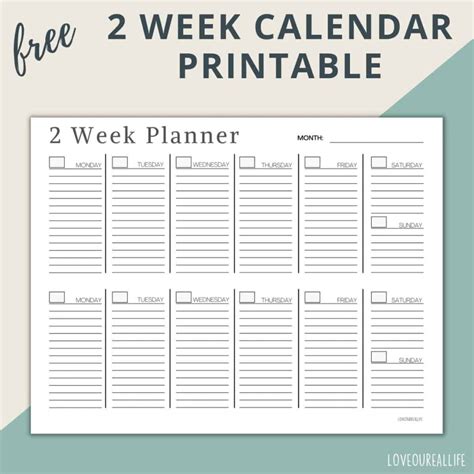 Free Printable 2 Week Calendar Template 2026 Calendar Planners