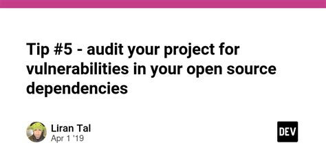 Tip 5 Audit Your Project For Vulnerabilities In Your Open Source