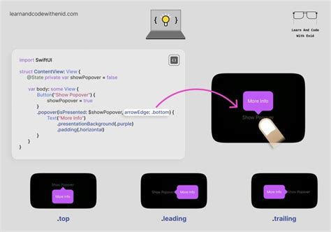 Swiftui Tip 💡 When Displaying A Popover You Can Adjust Its Position Learn And Code With Enid
