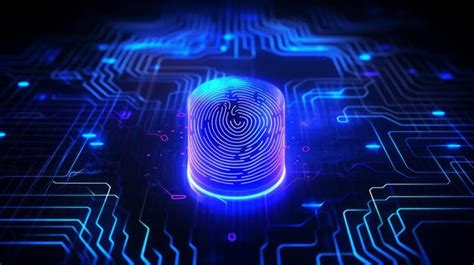 Abstract Cyber Fingerprint Hologram In Neon Lights Neural Network Ai Generated Premium Ai