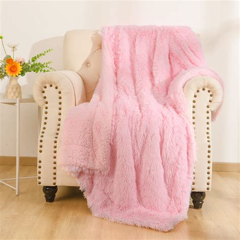 B Benron Soft Blanket Throw Light Pink 60 X 80 Inch Thick Fluffy Throw