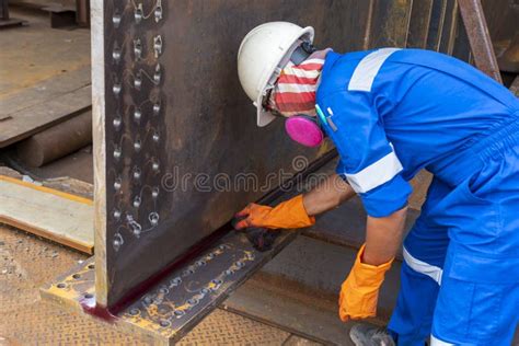 Step To Use Rag Wipe Liquid Penetrant Out To Welded Surface Before