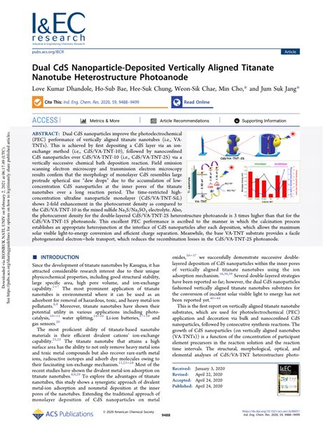 Pdf Dual Cds Nanoparticle Deposited Vertically Aligned Titanate Nanotube Heterostructure