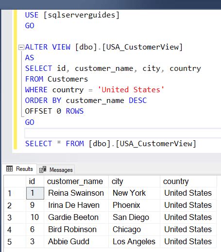 Sql Server View Order By