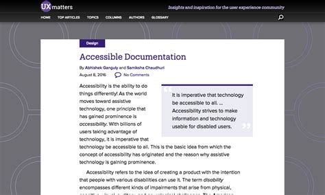 Accessible Documentation UXmatters DocToolHub