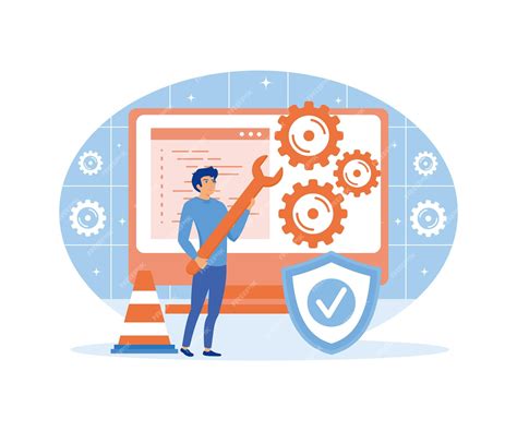 Premium Vector System Maintenance Concept Update Program And Application Error Fixing A