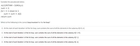 Solved Consider The Pseudocode Below ALGORITHM SUM A N Chegg