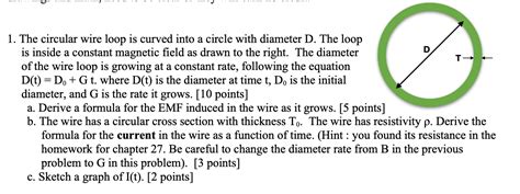 solved 1 the circular wire loop is curved into a circle