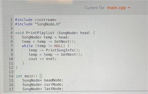 solved given main0 complete the songnode class to include