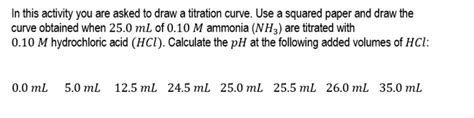 SOLVED: In this activity, you are asked to draw a titration curve. Use ...