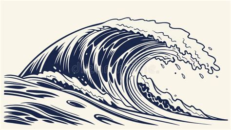 Ocean Wave Crashing Sea Powerful Wave In Ocean With Sea Spray And Dynamic Water Motion Vector