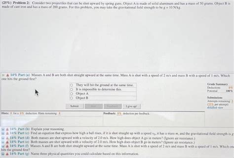Problem Consider Two Projectiles That Can Be Chegg Com