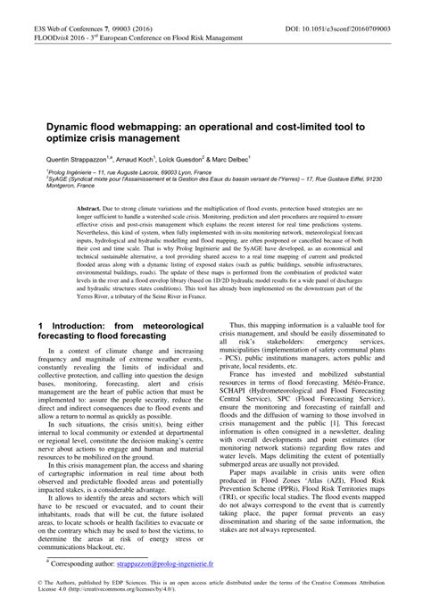 Pdf Dynamic Flood Webmapping An Operational And Cost Limited Tool To Optimize Crisis Management