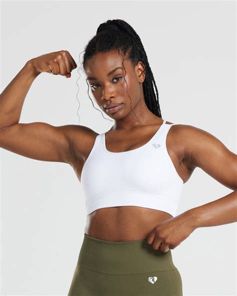 White Seamless Sports Bra With Removable Padding Womens Best Us