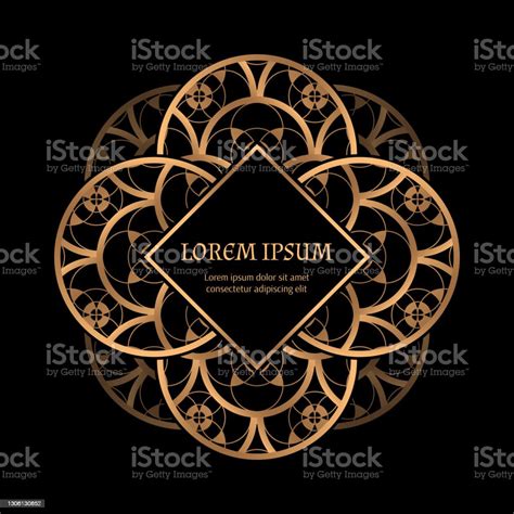 럭셔리 기하학적 로얄 패턴 벡터 프레임 라운드 최소 라벨 결혼식 초대장 생일 파티를위한 아르 데코 금선세공에 대한 스톡 벡터 아트 및 기타 이미지 Istock
