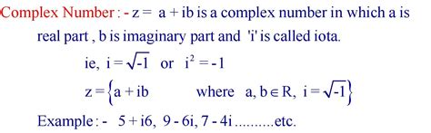 Complex Numbers For 11th Class Formula In Maths