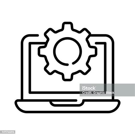 Laptop Setting Vector Design In Trendy Style System Configuration Icon Stock Illustration